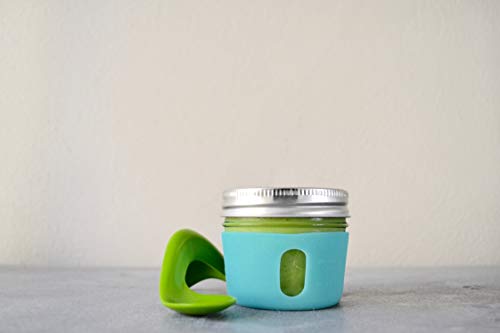 Mason Bottle Silicone Sleeve: Fits Any 4 Ounce Regular-Mouth Mason Jar, Extra Grip and Protection, Non-Toxic, Dishwasher Safe, Made in The USA (Agave Color)