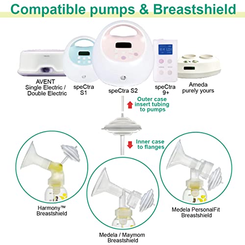 Maymom Backflow Protector, Long Stem, Compatible with Spectra S1, S2 and 9 Pumps, Compatible with Medela Flanges and Medela Parts; 2pc