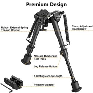 CVLIFE 6-9 Inches Picatinny Bipod Adjustable Spring Return with Picatinny Adapter