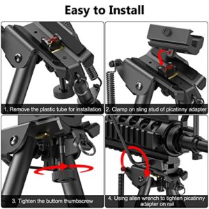 CVLIFE 6-9 Inches Picatinny Bipod Adjustable Spring Return with Picatinny Adapter