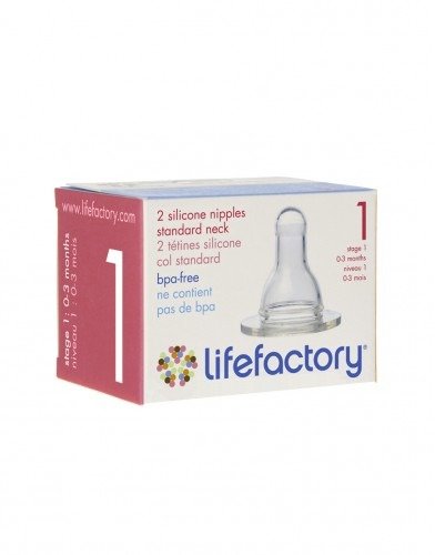 Silicone Nipples-Stage 1 (0-3 Months) Lifefactory 2 Pack