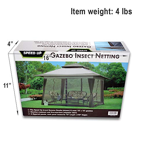 Keep Mosquitoes Out of Your 10 x 10 Gazebo with This Four Panel Pack of Easy to Netting with Zippers