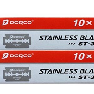 Dorco Double Edge Razor platinum stainless Blades Red ST 301- Stainless (2 Boxes = 200 Blades)