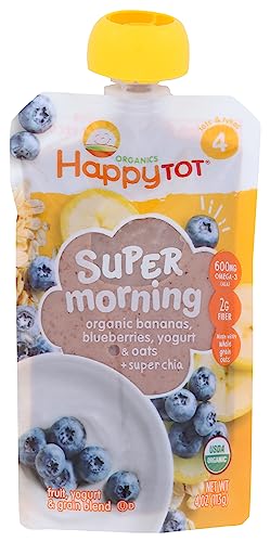 HAPPY TOT BABY Organic Banana Blueberry Yogurt & oats Super Morning, 4 OZ