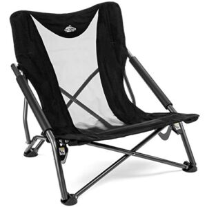 cascade mountain tech camping chair - low profile folding chair for camping, beach, picnic, barbeques, sporting event with carry bag , black