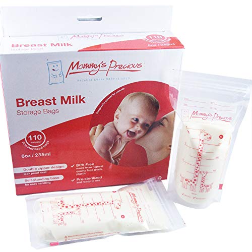 110 Count Breastmilk Storage Bags 8 Oz 235 ml Breastfeeding Freezer Storage Container Bags for Breast Milk comes Pre Sterilized & BPA Free with Accurate Measurements & Leak Proof. Buy Now!