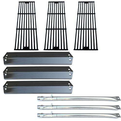 Direct store Parts Kit DG153 Replacement for Chargriller 3001,3008,3030,4000,5050,5252; King Griller 3008,5252 Gas Grill (SS Burner + Porcelain Steel Heat Plate + Porcelain Cast Iron Cooking Grid)