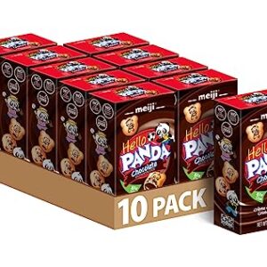 MEIJI Hello Panda Cookies, Chocolate Crème Filled - 2.1 oz, Pack of 10 - Bite Sized Cookies with Fun Panda Sports