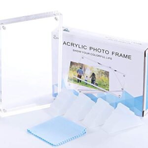 Boxalls 4x6 Inches Acrylic Picture Frame, Double Sided Clear Frameless Photo Frame with Magnetic Desktop Transparent