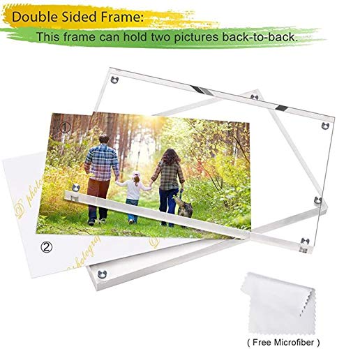 Boxalls 4x6 Inches Acrylic Picture Frame, Double Sided Clear Frameless Photo Frame with Magnetic Desktop Transparent