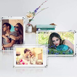 Boxalls 5x7 Inches Acrylic Picture Frame, Double Sided Clear Frameless Photo Frame with Magnetic Desktop Transparent