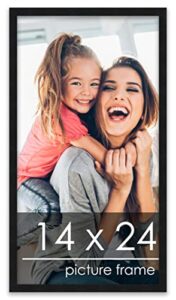 poster palooza 14x24 frame black modern solid wood picture frame | uv acrylic plexiglass, foam board backing & hanging hardware included