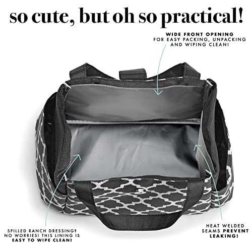 Fit+Fresh Westport Insulated Lunch Bag women love as a Lunchbox or Lunch Tote, Cute Small Lunch Box For Women, men, adult, B&W