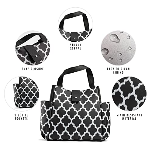 Fit+Fresh Westport Insulated Lunch Bag women love as a Lunchbox or Lunch Tote, Cute Small Lunch Box For Women, men, adult, B&W