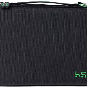 HSU Large Carrying Case for GoPro Hero(2018), Hero 11, 10, 9, 8, 7 Black,HERO6,5,4, LCD, Black, 3+, 3, 2 and Accessories with Carry Handle and Carabiner Loop - Portable and Shock(Green Logo)