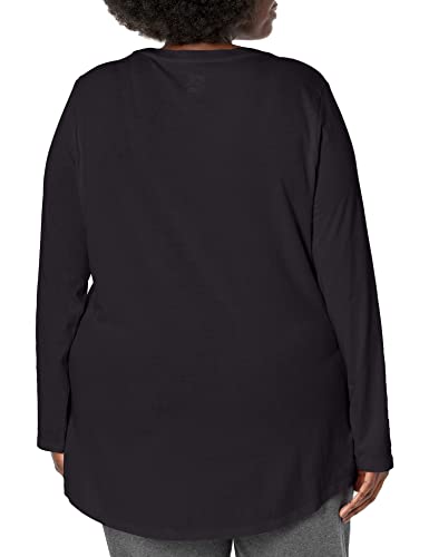 Just My Size Women's Plus Size Split Neck Tunic, Black, 2X