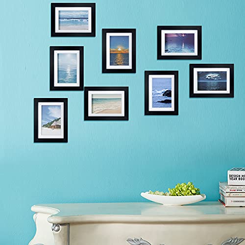 Giftgarden 4x6 Picture Frame Set of 8, Matted to Display 4 x 6 Photo with Mat or 5x7 without Mat for Wall or Tabletop Display, Black