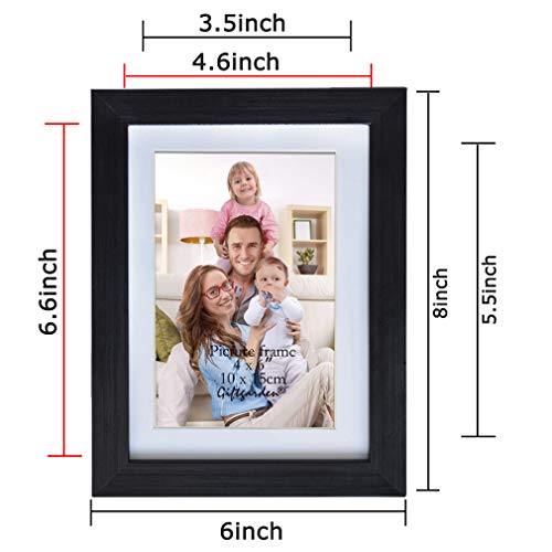 Giftgarden 4x6 Picture Frame Set of 8, Matted to Display 4 x 6 Photo with Mat or 5x7 without Mat for Wall or Tabletop Display, Black