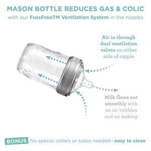 Mason Bottle Silicone Nipples: Flexible Flow for 6+ Months Transitional Flow, Wide Natural-Shaped, Make a BPA-Free Glass Baby Bottle Using Any Regular-Mouth Mason Jar, 100% Made in The USA (2 Pack)