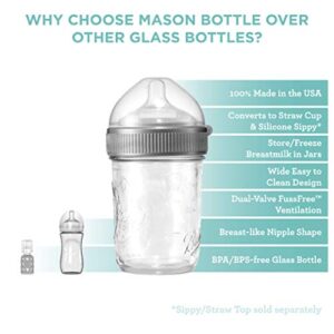 Mason Bottle Silicone Nipples: Flexible Flow for 6+ Months Transitional Flow, Wide Natural-Shaped, Make a BPA-Free Glass Baby Bottle Using Any Regular-Mouth Mason Jar, 100% Made in The USA (2 Pack)