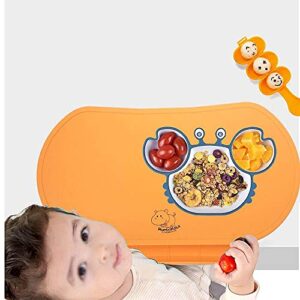 Food Catching Baby Placemat with Non-Slip, Premium Quality, Food Grade Silicone for Max Hygiene, Unique Raised Edge, Spill Proof Accident Tray, Lightweight and Portable, 6 Colors (Bashful Blue)