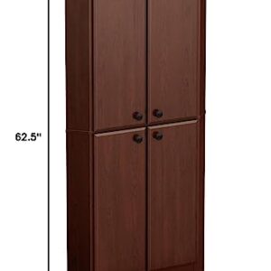 South Shore 4-Door Corner Armoire for Small Space with Adjustable Shelves, Royal Cherry