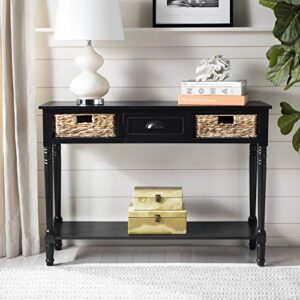 safavieh home collection christa distressed black 3-drawer storage console table