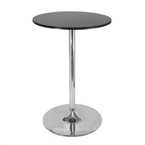 Pemberly Row 28" Round Bar Height Pub Table in Black and Chrome