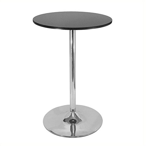 Pemberly Row 28" Round Bar Height Pub Table in Black and Chrome