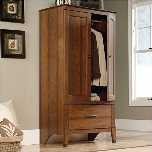 Pemberly Row 2 Doors Wood Armoire with Drawer in Washington Cherry