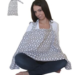 LK Baby Nursing Cover for Breastfeeding Privacy Soft 100% Cotton in Grey White