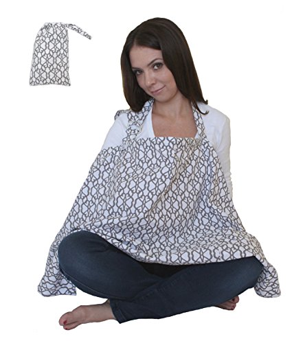 LK Baby Nursing Cover for Breastfeeding Privacy Soft 100% Cotton in Grey White