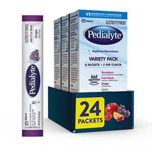 pedialyte electrolyte powder packets, variety pack, hydration drink, 24 single-serving powder packets