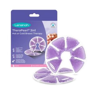 lansinoh therapearl 3-in-1 breast therapy breast pads hot & cold 2 pack - breast feeding essentials reusable gel cooling pads - postpartum essentials breastfeeding compress hospital bag mum essentials