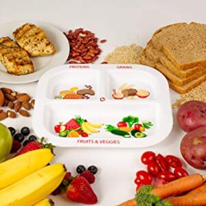 Health Beet Portion Plate for Kids, Toddlers - Rectangle Kids Plate with Dividers and Nutrition Portions for Healthy Eating Habits (Single Plate)