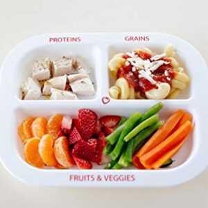 Health Beet Portion Plate for Kids, Toddlers - Rectangle Kids Plate with Dividers and Nutrition Portions for Healthy Eating Habits (Single Plate)