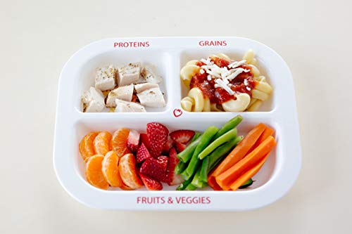 Health Beet Portion Plate for Kids, Toddlers - Rectangle Kids Plate with Dividers and Nutrition Portions for Healthy Eating Habits (Single Plate)