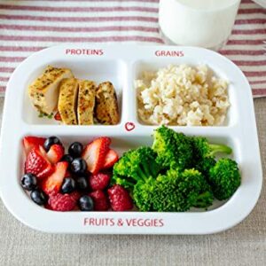 Health Beet Portion Plate for Kids, Toddlers - Rectangle Kids Plate with Dividers and Nutrition Portions for Healthy Eating Habits (Single Plate)