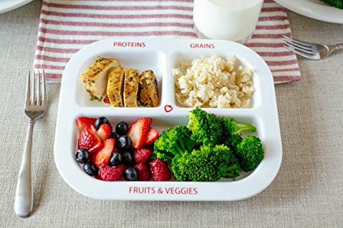 Health Beet Portion Plate for Kids, Toddlers - Rectangle Kids Plate with Dividers and Nutrition Portions for Healthy Eating Habits (Single Plate)