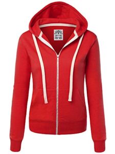 wsk954 womens active fleece zip up hoodie sweater jacket xl red