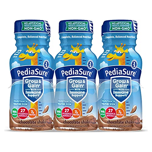 PediaSure Grow & Gain with Immune Support, Kids Protein Shake, 27 Vitamins and Minerals, 7g Protein, Helps Kids Catch Up On Growth, Non-GMO, Gluten-Free, Chocolate 8 Fl Oz (Pack of 6)