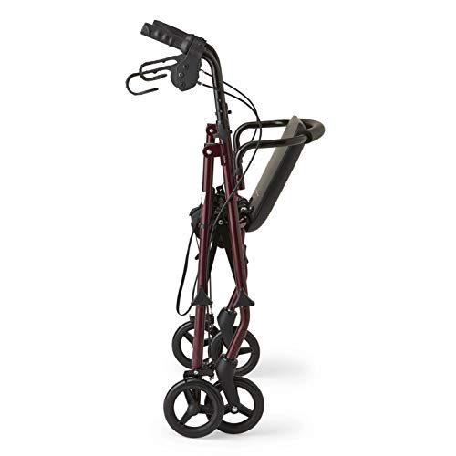 Medline Steel Rollator Walker with 350 lb. Weight Capacity, Burgundy