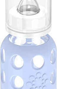 Lifefactory Glass Baby Bottle with Stage 1 Nipple and Protective Silicone Sleeve Blanket 4 Oz