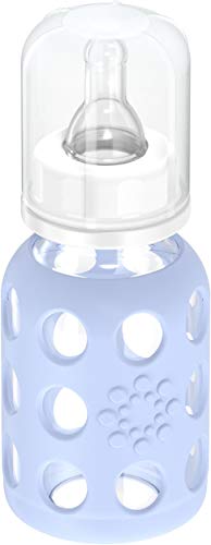 Lifefactory Glass Baby Bottle with Stage 1 Nipple and Protective Silicone Sleeve Blanket 4 Oz