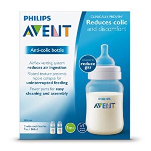 Philips Avent Anti-Colic Baby Bottles Clear, 9oz, 2 Piece