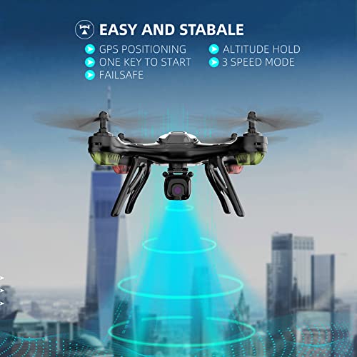 Cheerwing U59 Drone with Camera 4K for Adults, 2.4G RC Quadcopter 5G WiFi FPV Live Video Drones,GPS Auto Return,Altitude Hold,Follow Me,2 Batteries