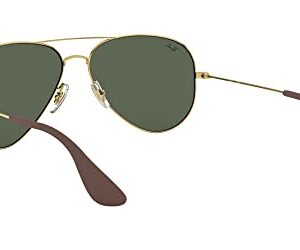 Ray-Ban RB3558 Aviator Sunglasses, Gold/Dark Green, 58 mm