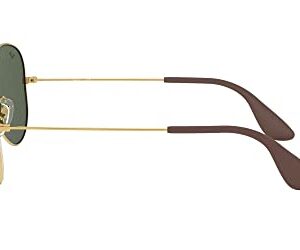 Ray-Ban RB3558 Aviator Sunglasses, Gold/Dark Green, 58 mm