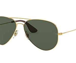 Ray-Ban RB3558 Aviator Sunglasses, Gold/Dark Green, 58 mm