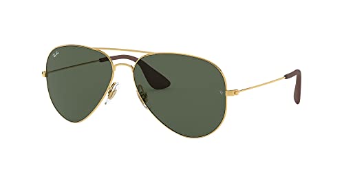 Ray-Ban RB3558 Aviator Sunglasses, Gold/Dark Green, 58 mm